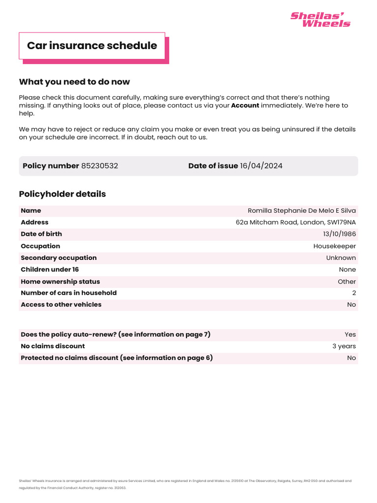 Schedule of Insurance | PDF | Vehicle Insurance | Insurance