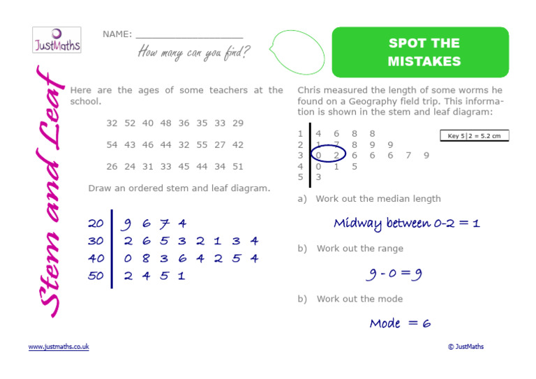 Stem and Leaf - Spot The Mistakes | PDF