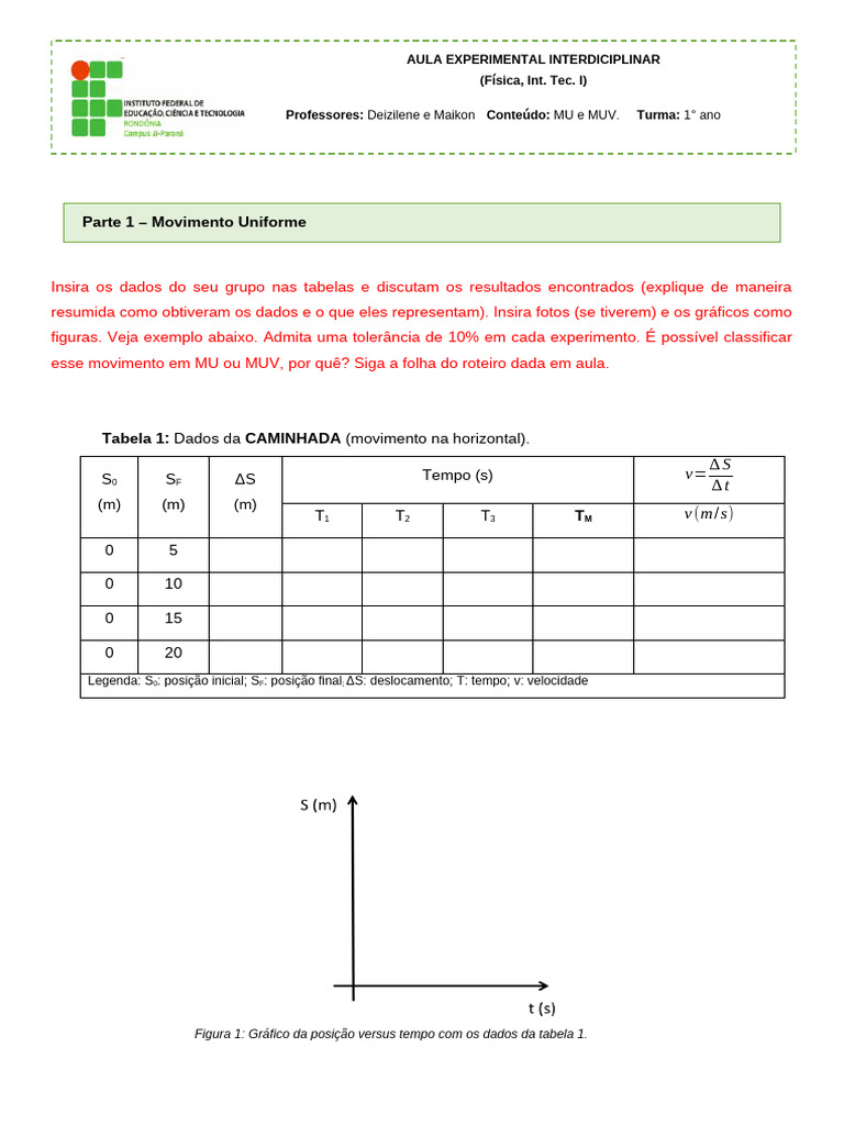 Atividade Da Aula Prática - Cinemática | PDF