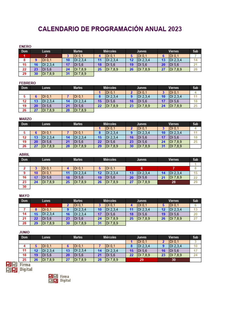 Calendario+de+Programacion+Anual+2023 Actualizado | PDF