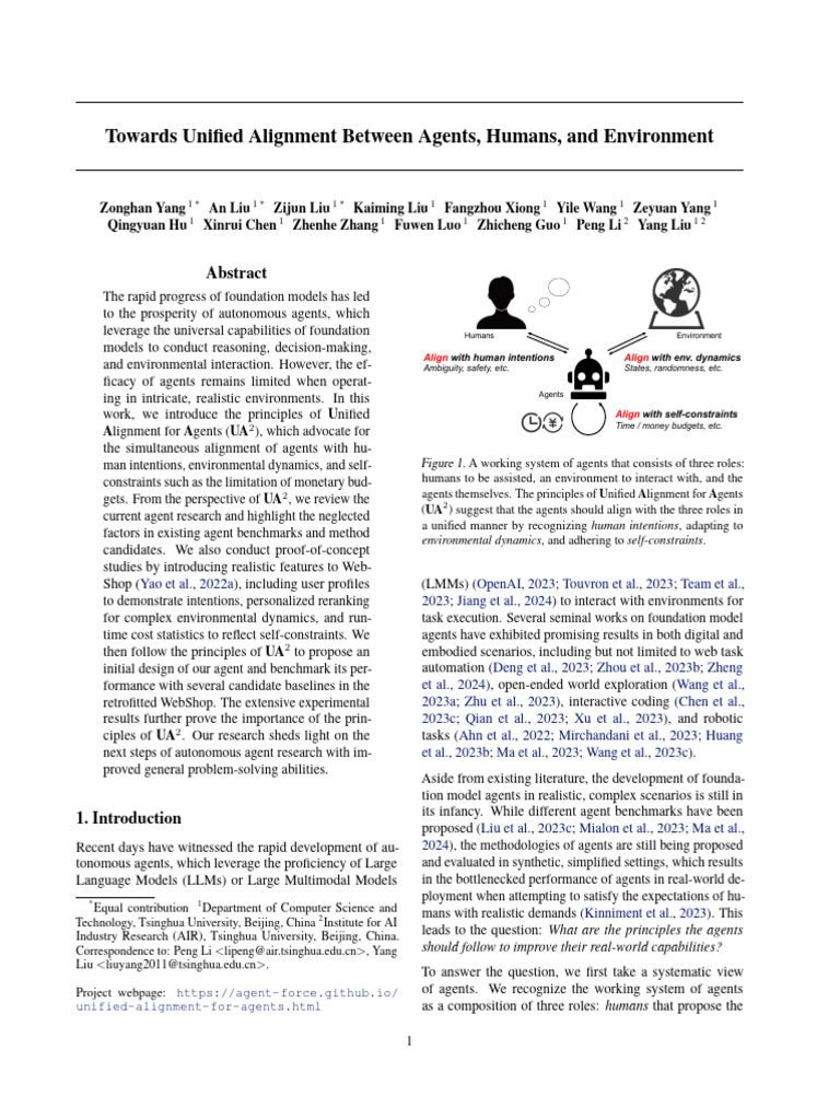 Towards Unified Alignment Between Agents, Humans, and Environment | PDF