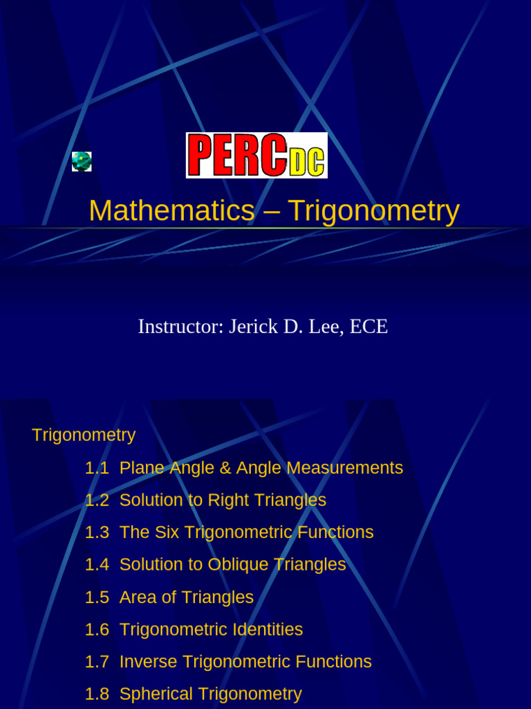 TRIGONOMETRY (Feb 26) - Engr. Lee | PDF