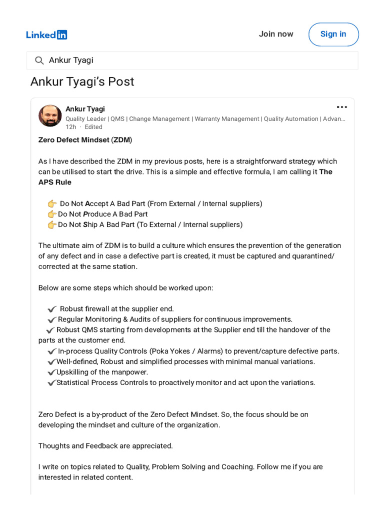 Ankur Tyagi On LinkedIn #Quality #Problemsolving | PDF | Business | Business