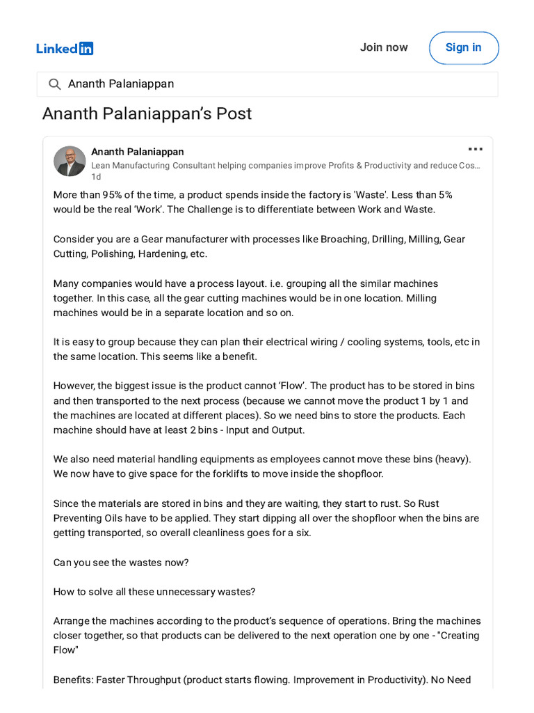 Ananth Palaniappan On LinkedIn #Leanmanufacturing - 1680833806136 | PDF