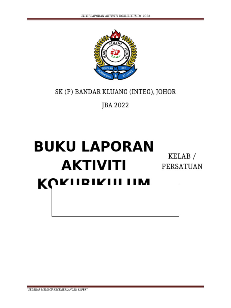 BUKU LAPORAN AKTIVITI KOKURIKULUM 2023 (SKPB) | PDF