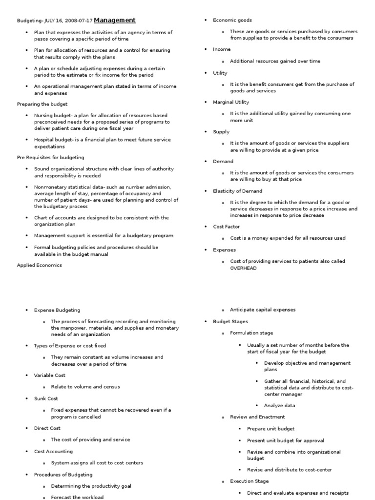 Nursing Management (Budgeting) | PDF | Business