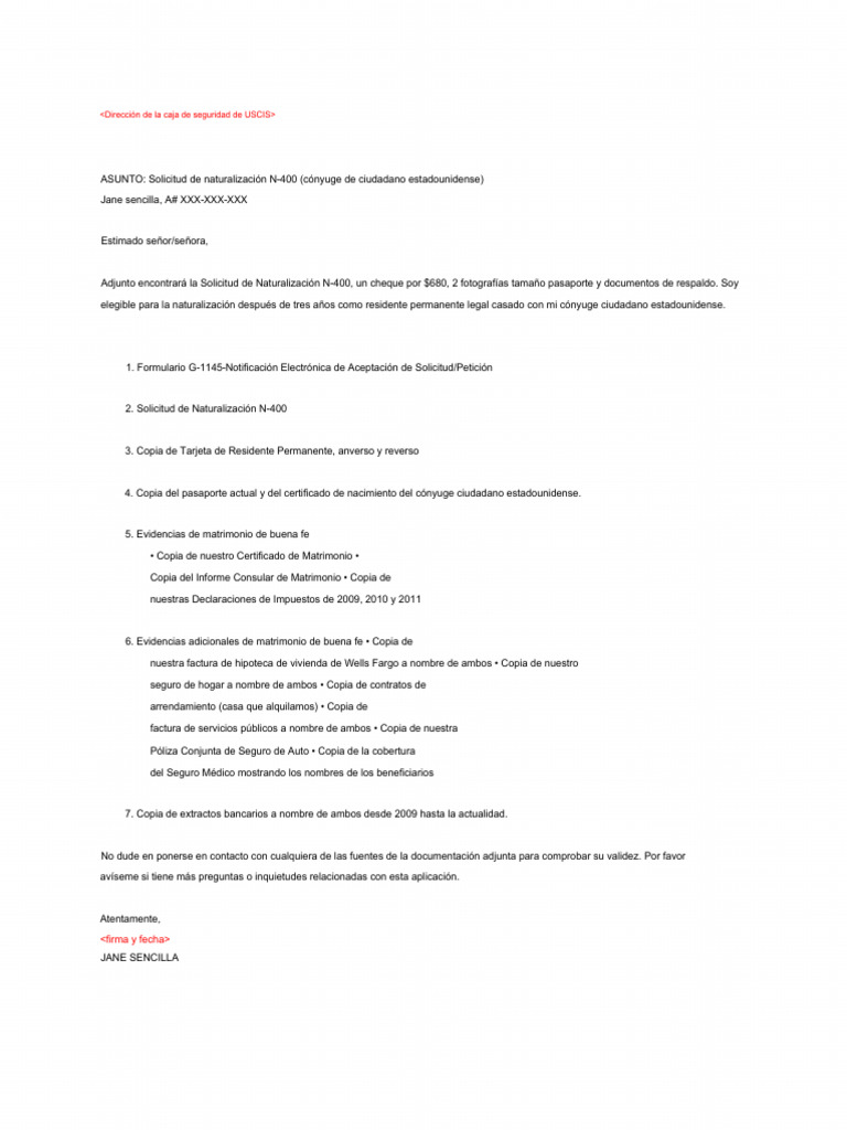 N-400-Cover-Letter-Sample ESP | PDF