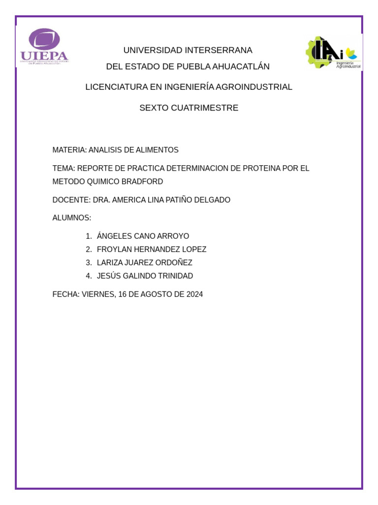 Reporte Determinacion Proteinas 111820 | PDF