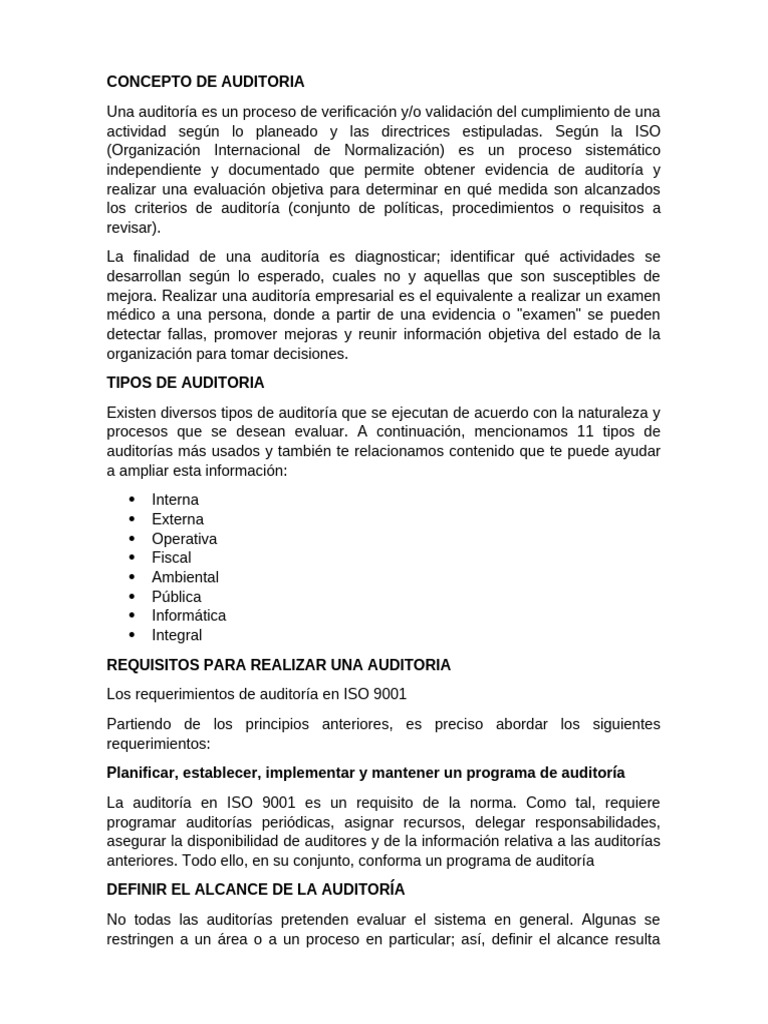 Concepto de Auditoria | PDF