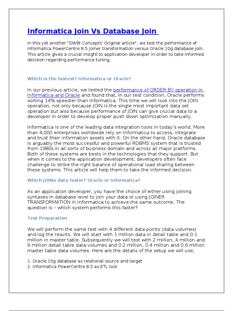 A Join Vs Database Join | PDF | Oracle Database | Databases