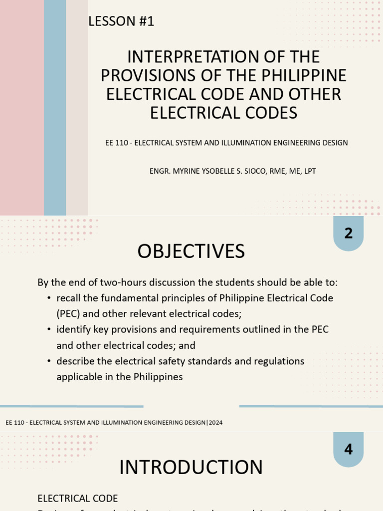 Lesson 1 Interpretation of The Provisions of The Philippine Electrical ...