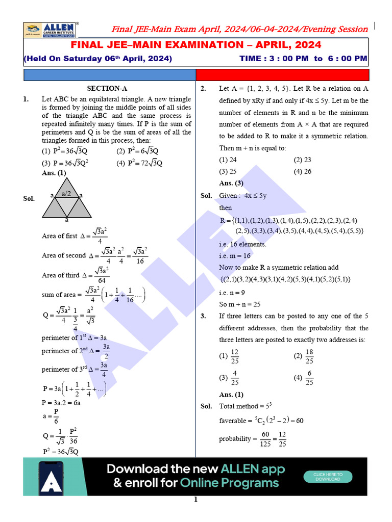 0604 Mathematics Paper With Solution Evening | PDF