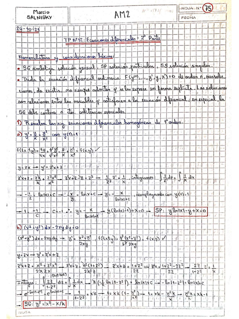 AM2 - TP12 - Ecuaciones Diferenciales (2 Parte) - RESUELTO | PDF