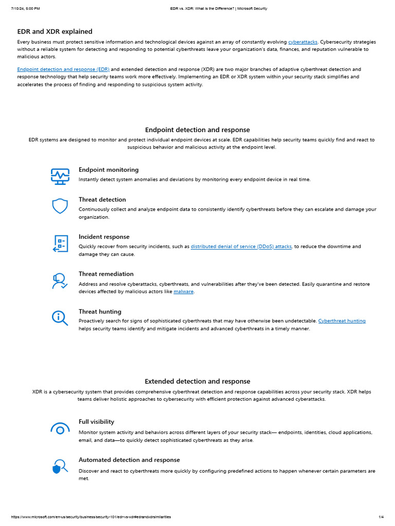 EDR vs. XDR: Key Cybersecurity Insights | PDF | Security | Computer ...