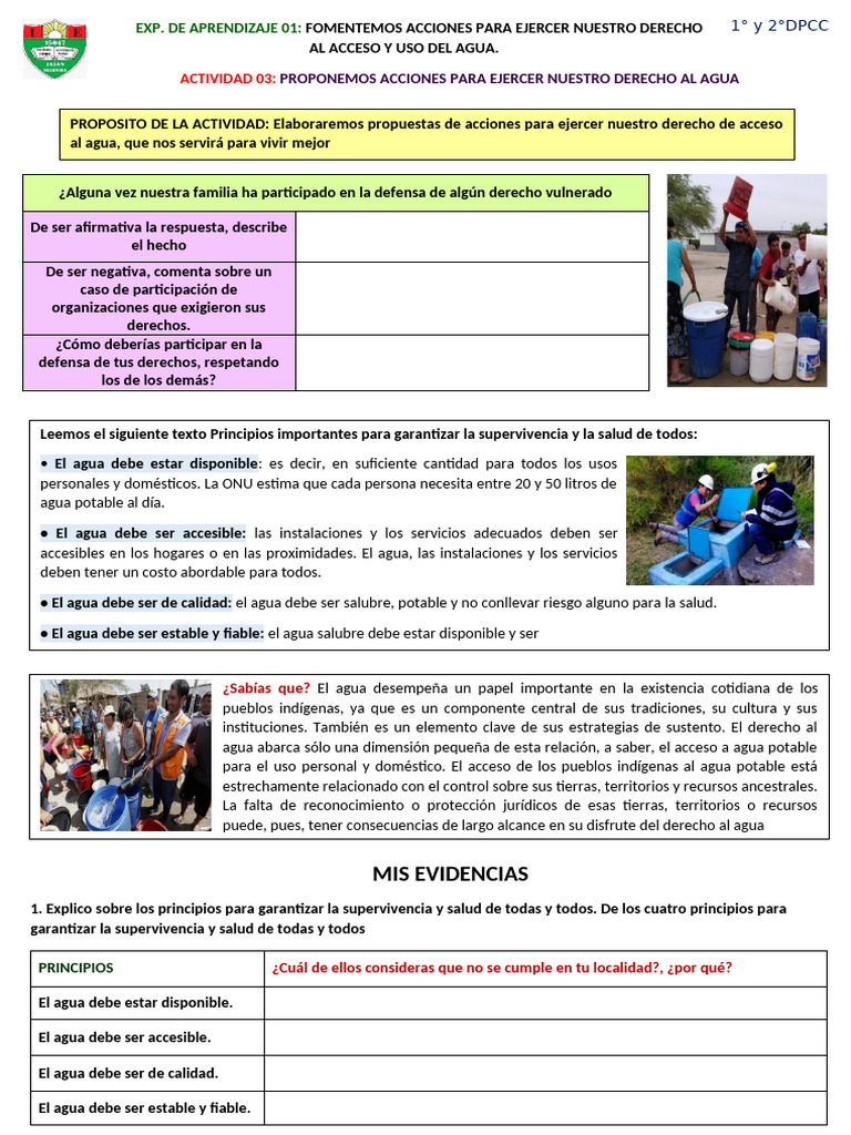 ACTIVIDAD 03 DPCC 1° y 2° | PDF
