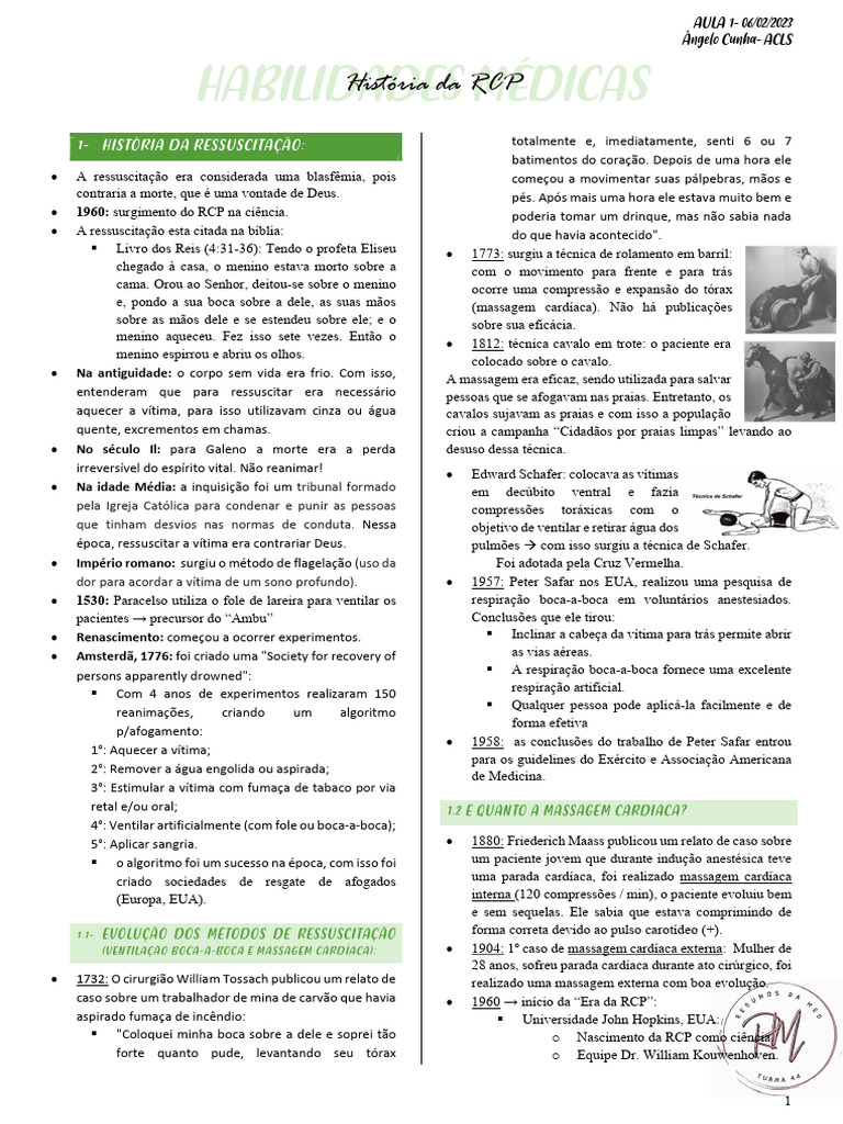 Aula 1 - HistÃ Ria Do RCP | PDF