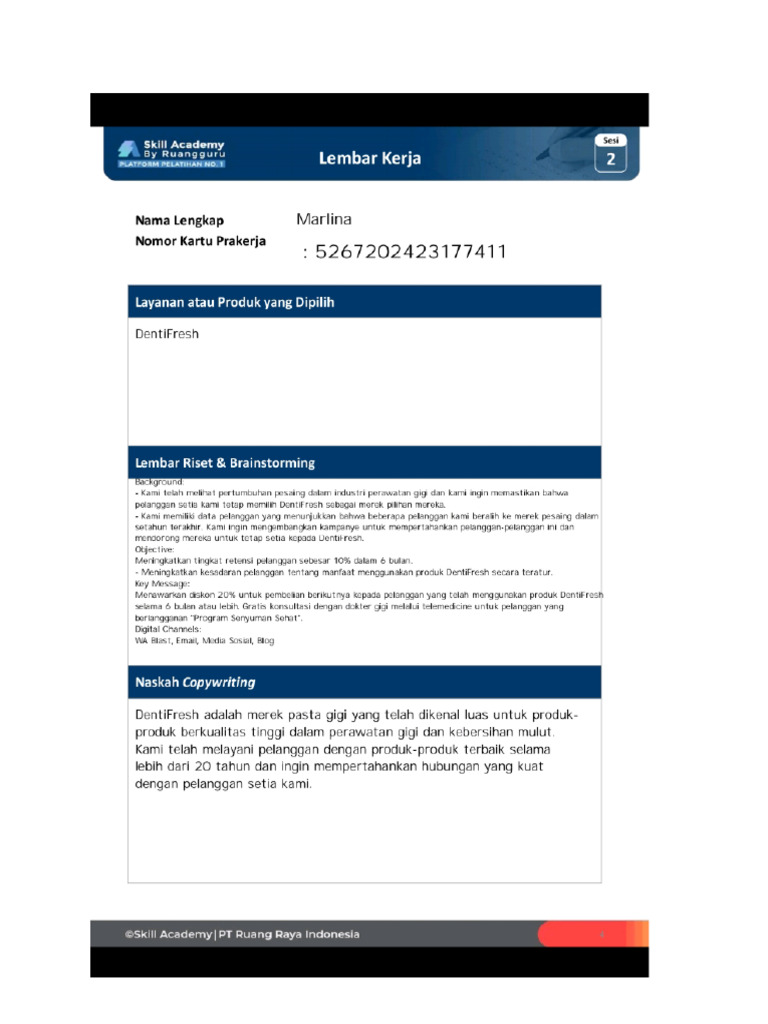 TPM 2 Menerapkan Teknik Dan Proses Copywriting - (Marlina) | PDF