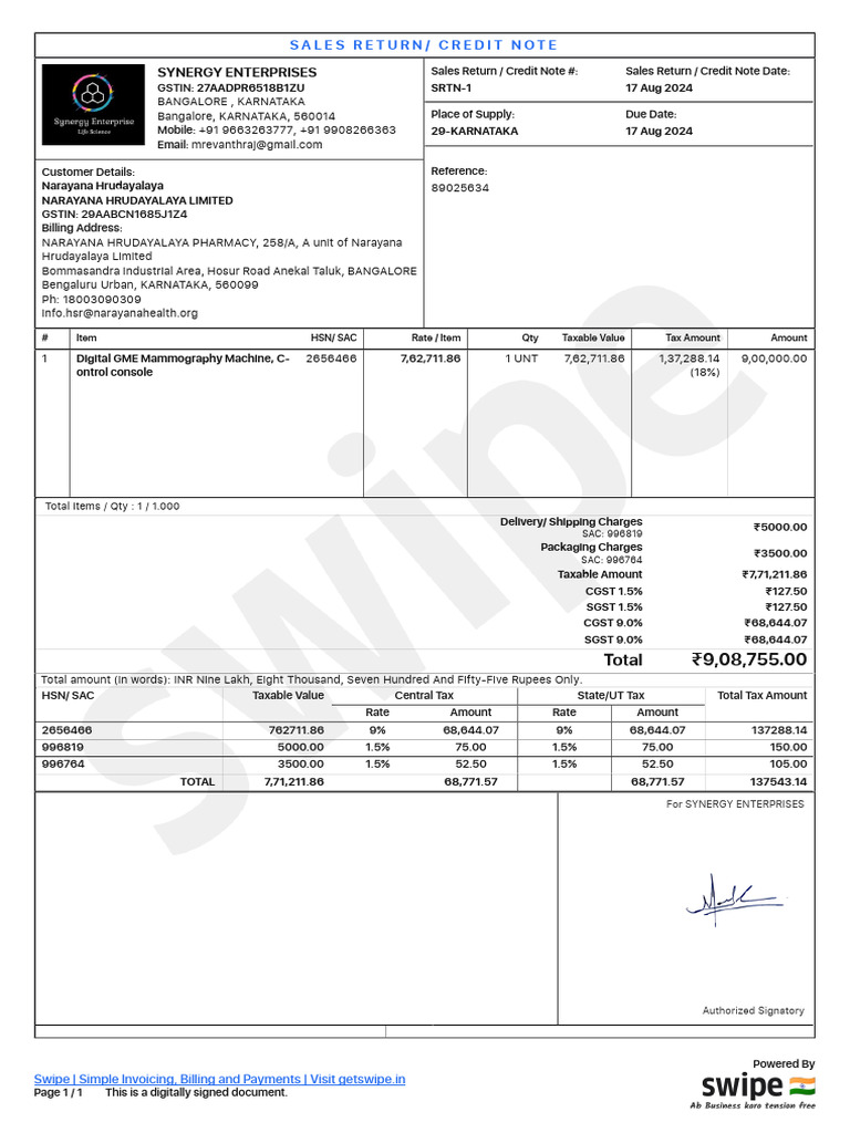 INV-111 - Narayana Hrudayalaya | PDF