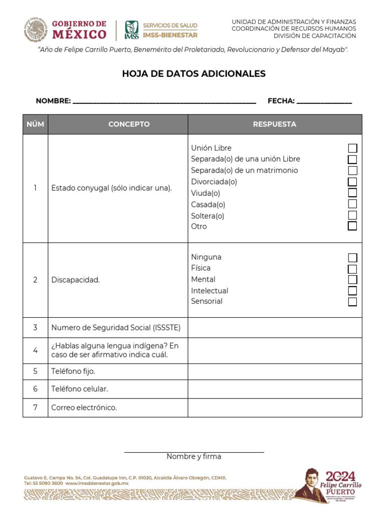 Formato Datos Adicionales | PDF