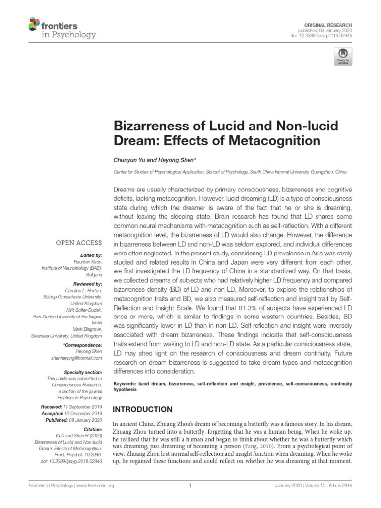 Bizarreness of Lucid and Non-Lucid Dream Effects o | PDF