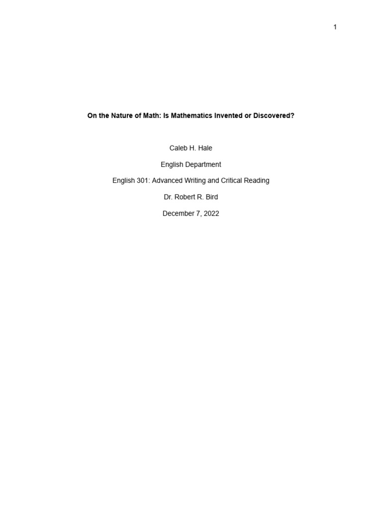 On The Nature of Math Is Mathematics Inv | PDF