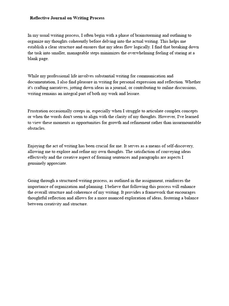 Reflective Journal On Writing Process | PDF