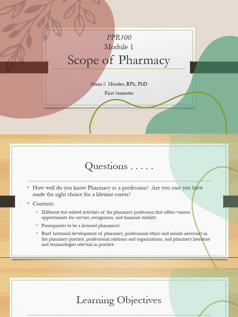 2024-2025 Mod 1 Scope of Pharmacy | PDF