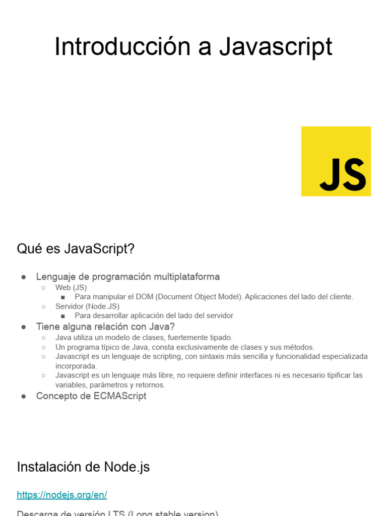 Introduccion A JS - Clase 1 | PDF