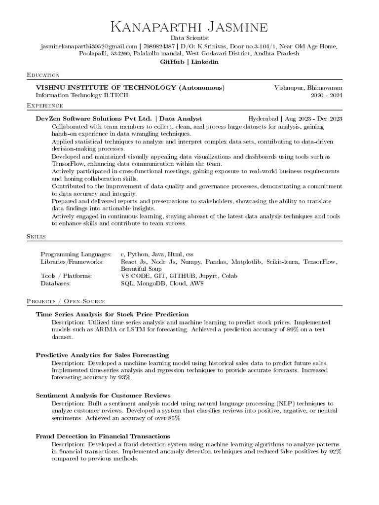 Jasmine Resume | PDF