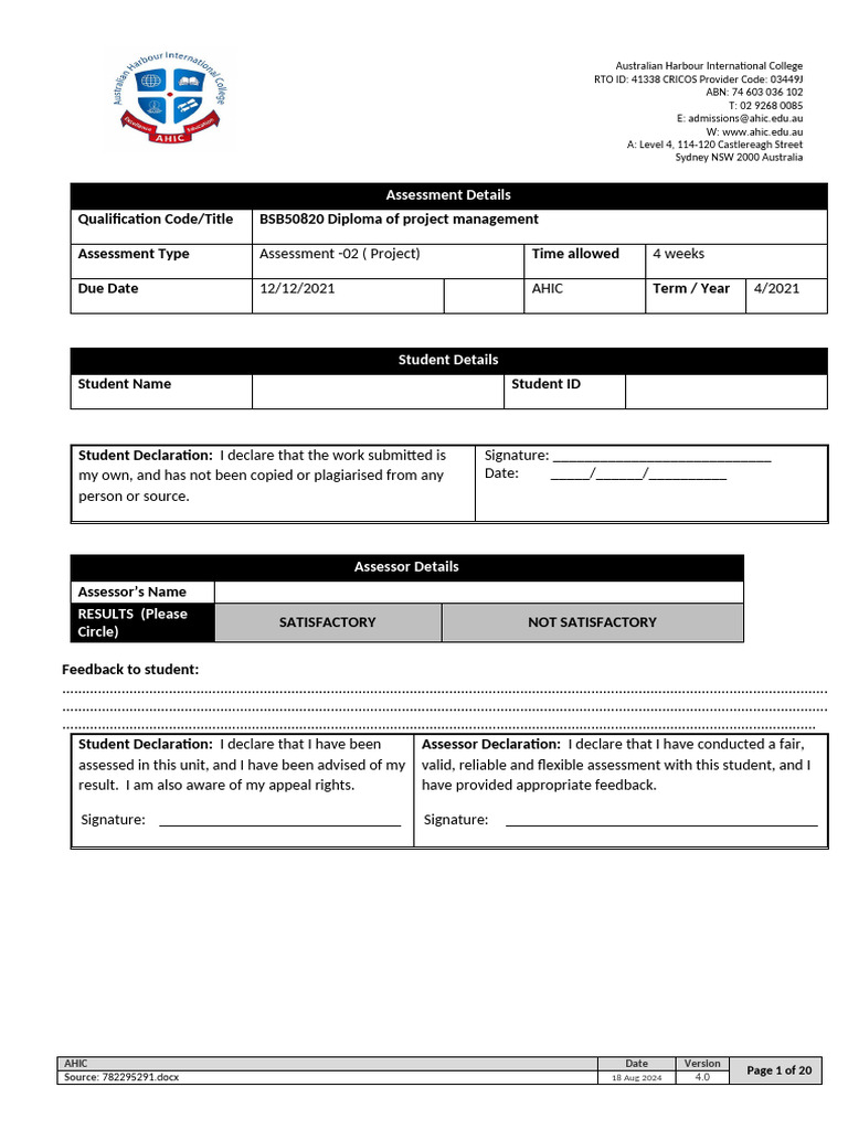Assessment 2 Guide (Project) | PDF