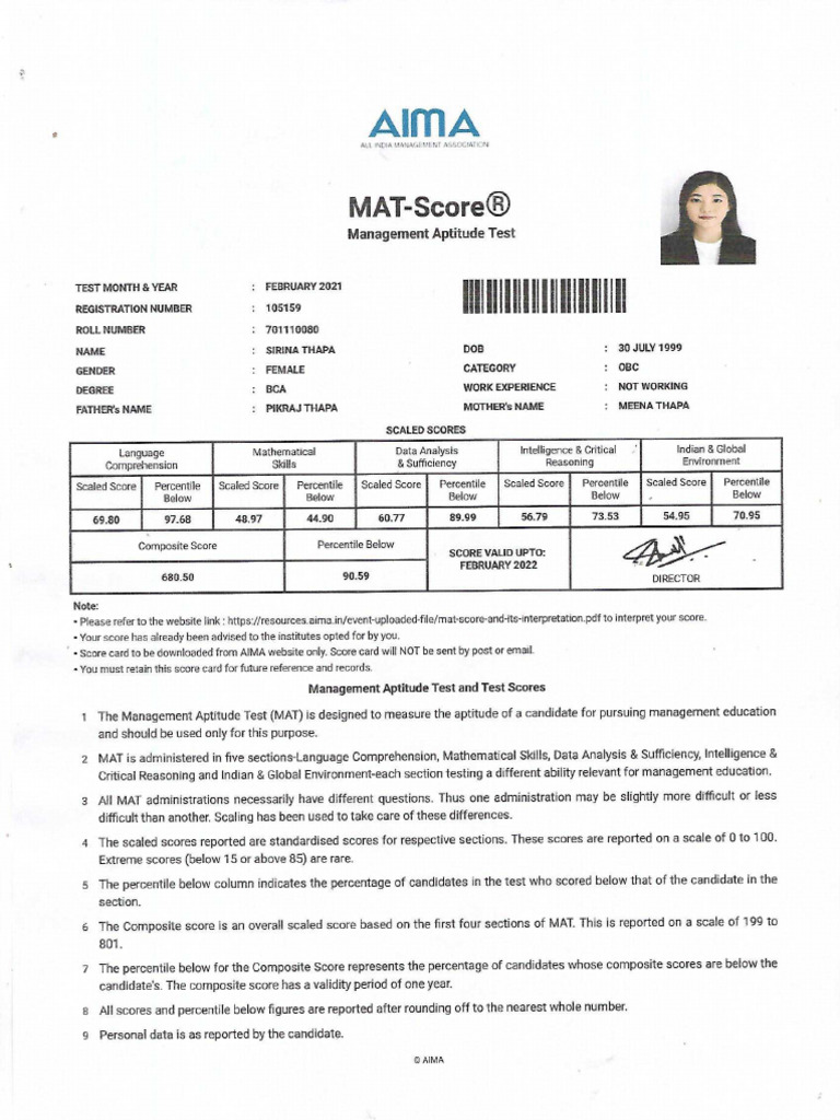 MAT 2021 Result | PDF