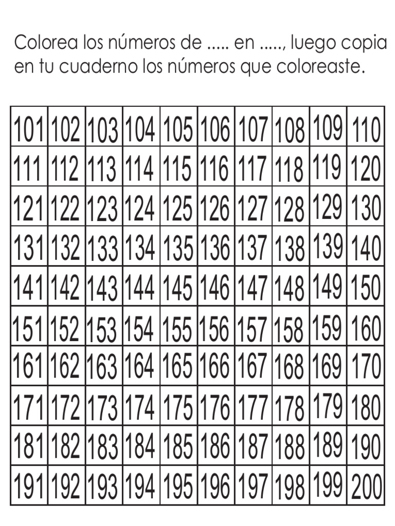 Tablero Del 100 Al 1000 | PDF