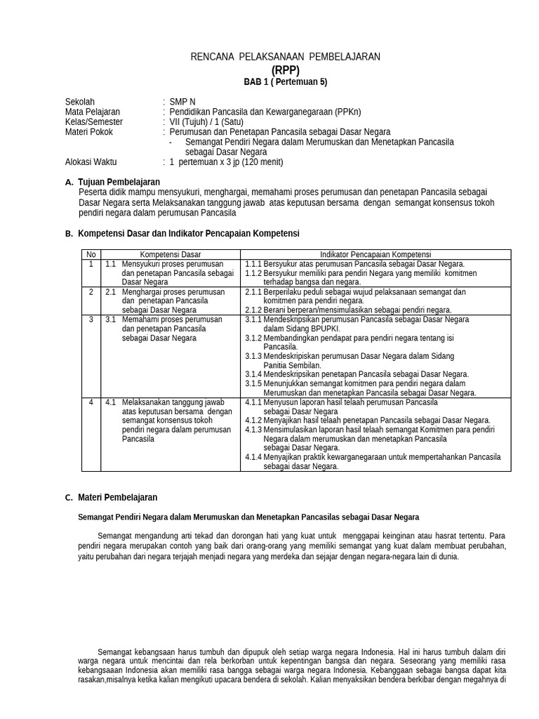 RPP Bab 1 Pertemuan 5 (Hartatik) | PDF