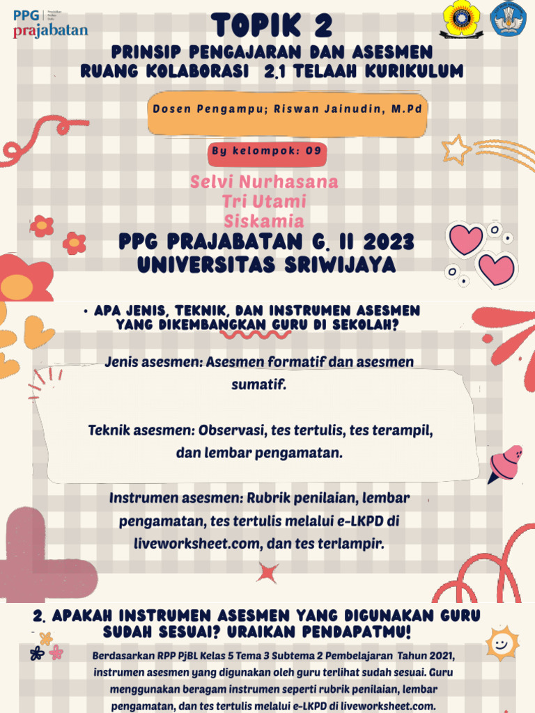 Topik2 Ruang Kolaborasi 1.1 Kelompok 9 Telaah Asesmen | PDF