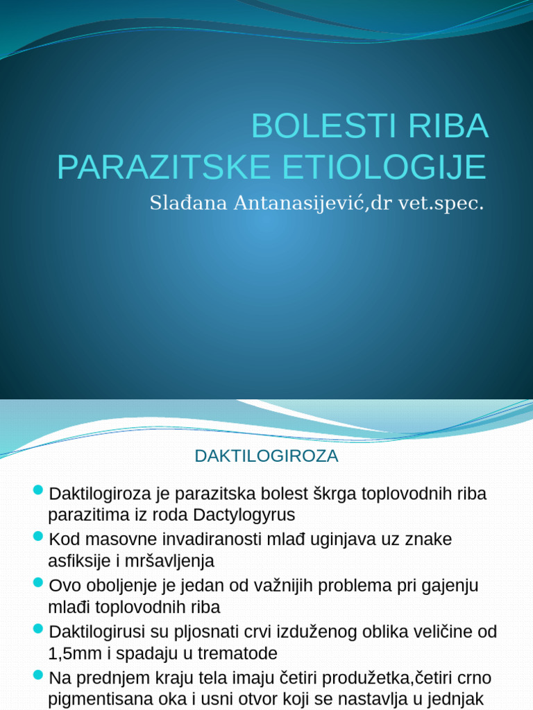Bolesti Riba Parazitske Etiologije | PDF