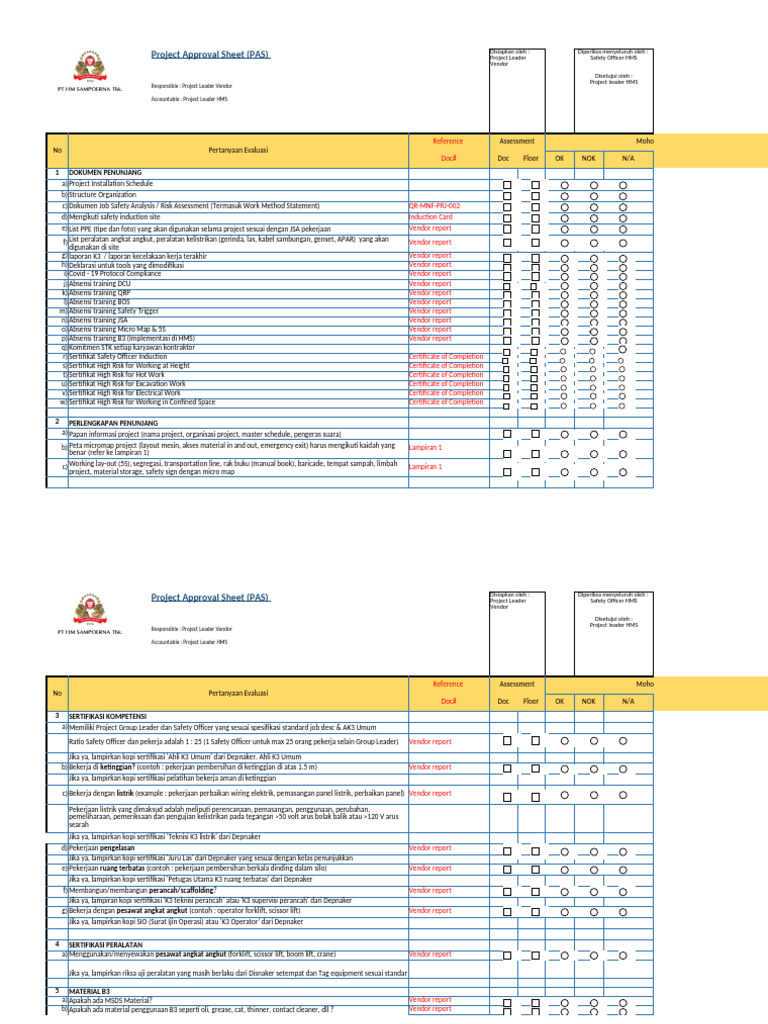 QR-MNF-PRJ-001 Project Approval Sheet (PAS) Form V1.8 | PDF