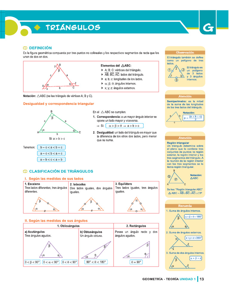 Triangulos Teoria - Geo 4° | PDF