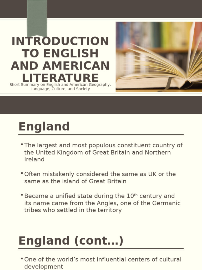 Introduction To English and American Literature | PDF | England ...