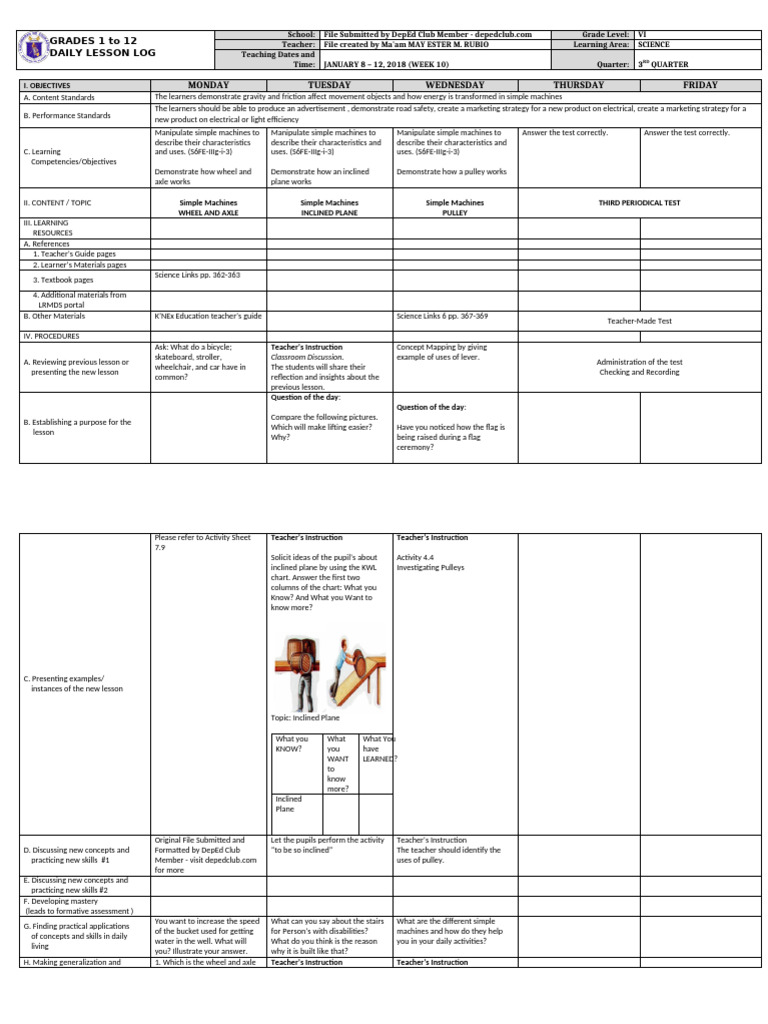 DLL - Science 6 - Q3 - W10 | PDF