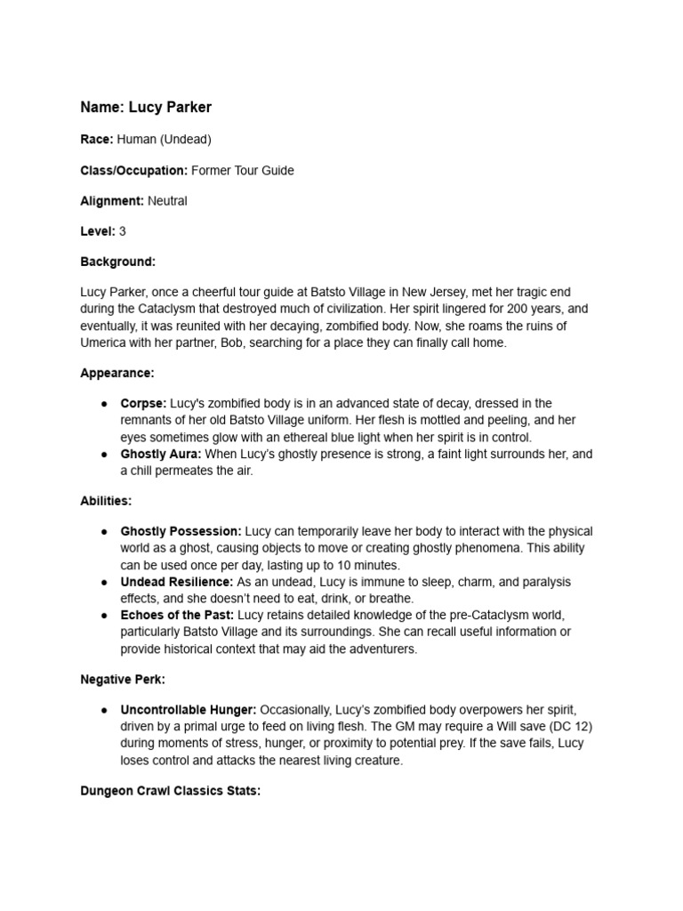 Lucy Parker - Possessed Zombie | PDF