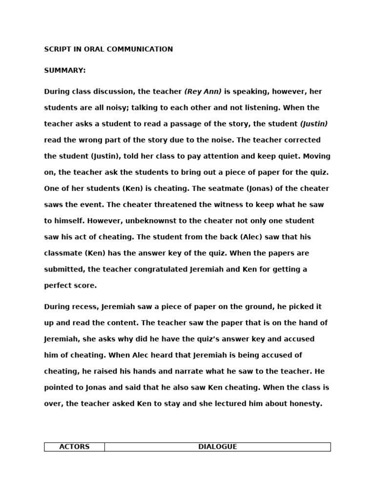 Script in Oral Communicatio1 | PDF