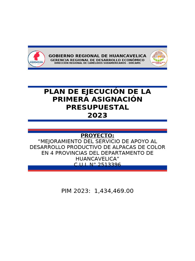 Plan de Ejecucion de La Asignacion Presupuestal 2023 | PDF