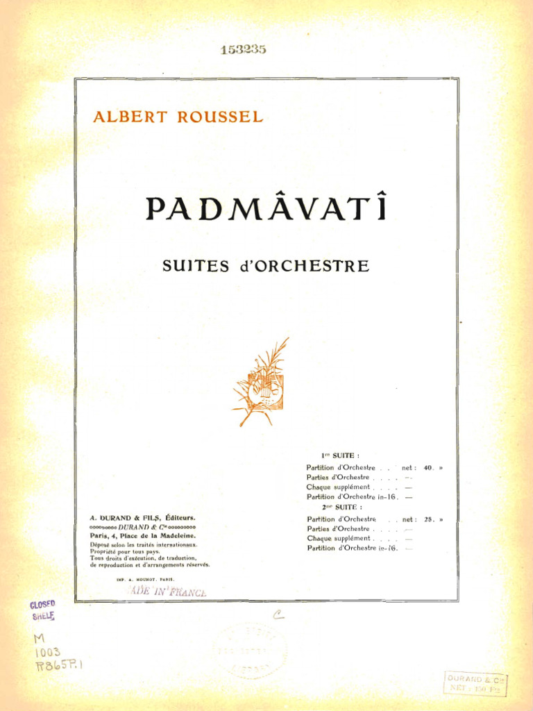 Roussel, Albert - Padmavati | PDF