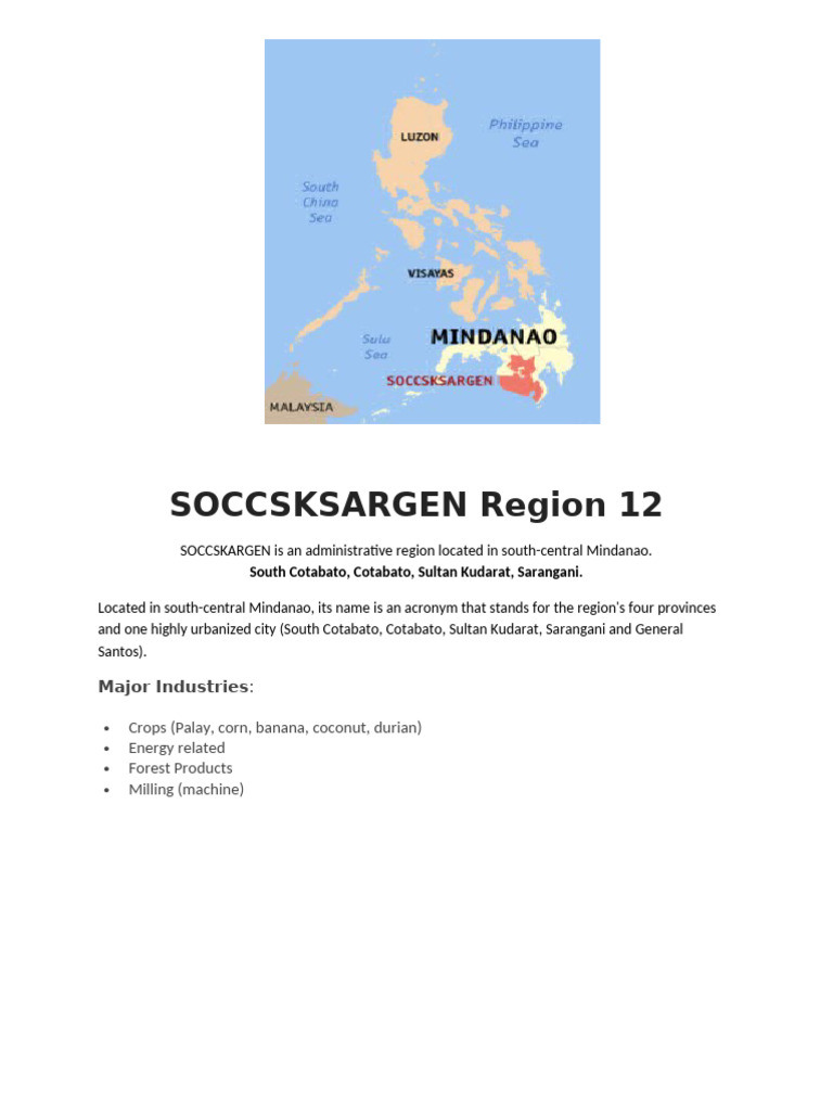 SOCCSKSARGEN Region 12 | PDF