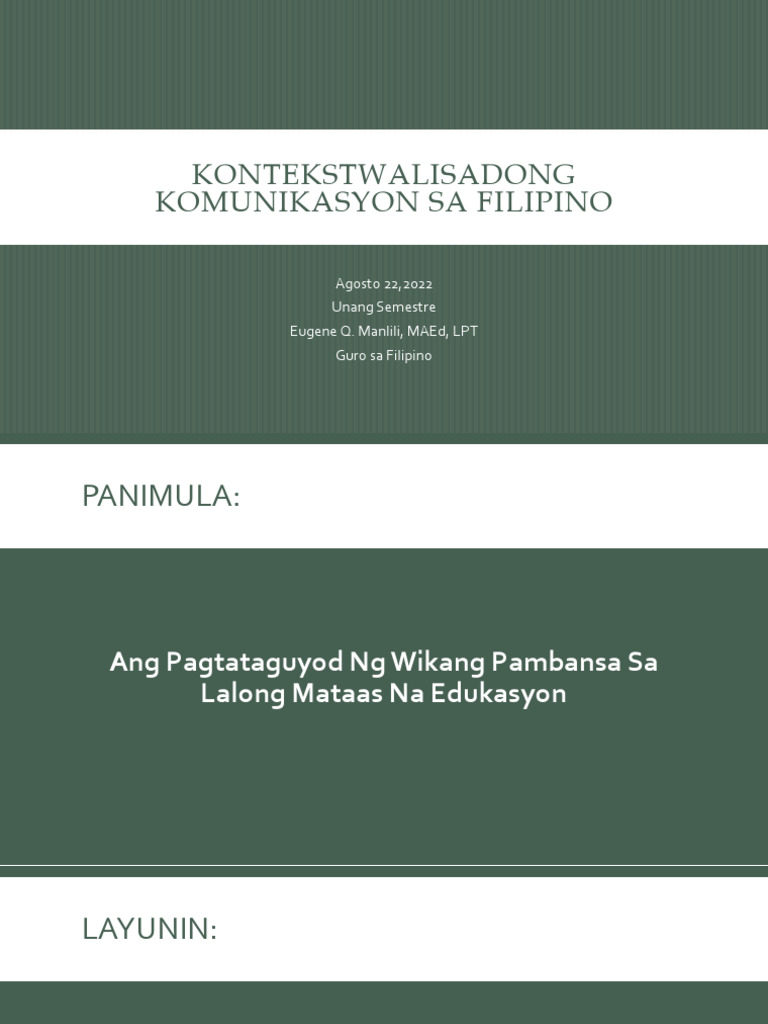 Kabanata 1 - Panimula - Kasaysayan NG Wikang Pambansa | PDF