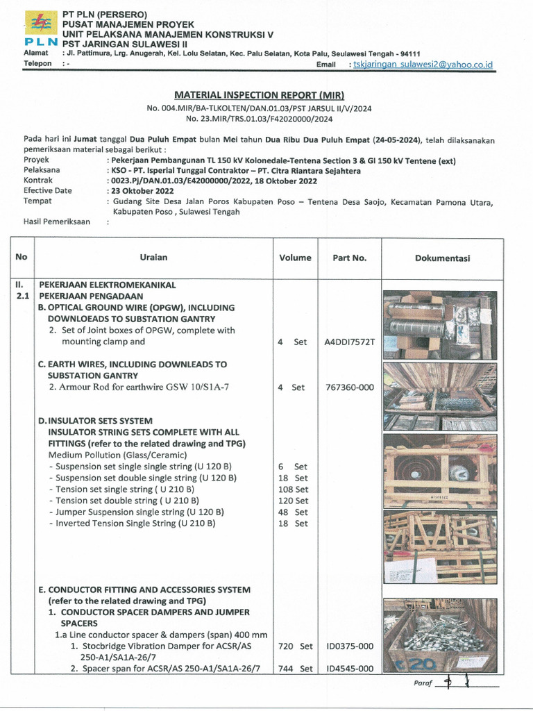 Mir Material Fia Dan Insulator 24-5-2024 | PDF