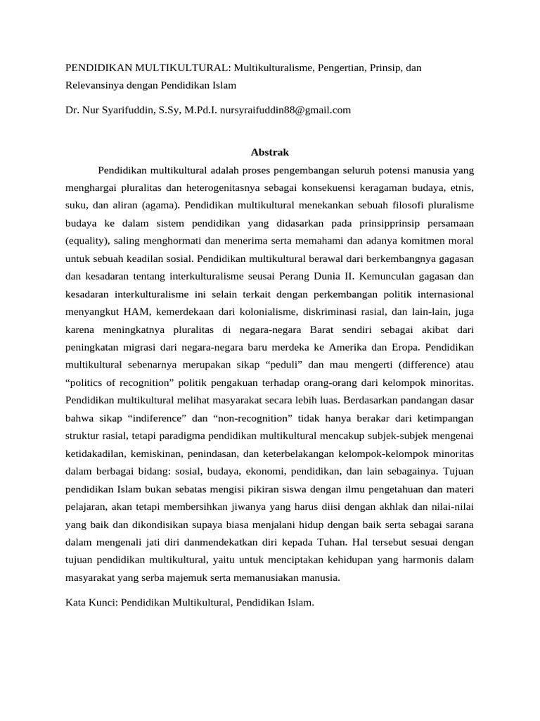 Makalah Pendidikan Multikultural | PDF