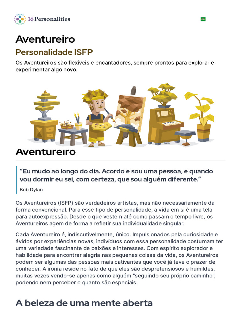 Personalidade ISFP (Aventureiro) - 16personalities | PDF