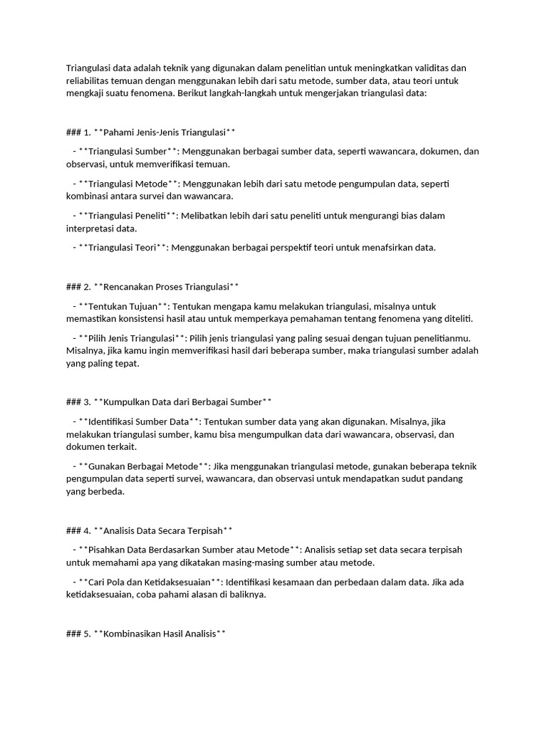 Triangulasi Data Adalah Teknik Yang Digunakan Dalam Penelitian Untuk ...