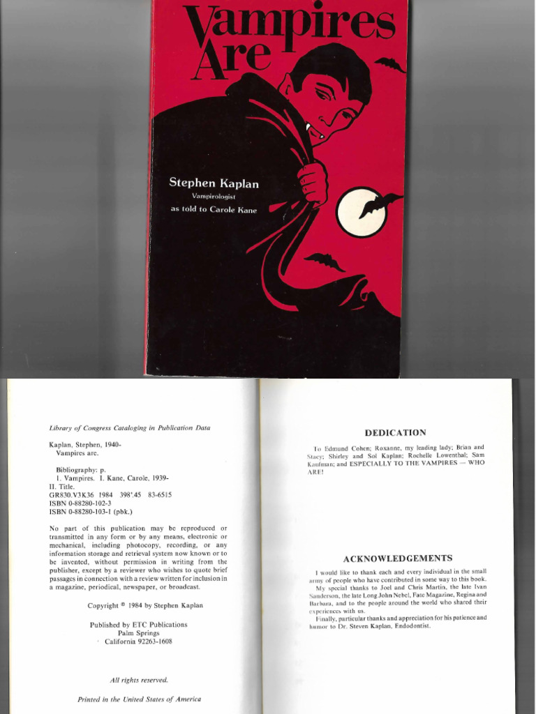 Vampires Are, 1984, Full Book, Dr. Stephen Kaplan | PDF
